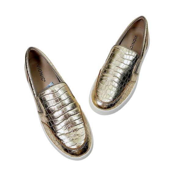 Vionic | Shoes | New Vionic Dinora Croc Loafers 85 Metallic Gold ...